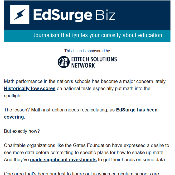 CEMD's K-8 Math Curriculum Report Highlighted by EdSurge Biz